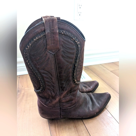 villager | Shoes | Vintage Cowboy Boots By Villager Brown Leather Size ...